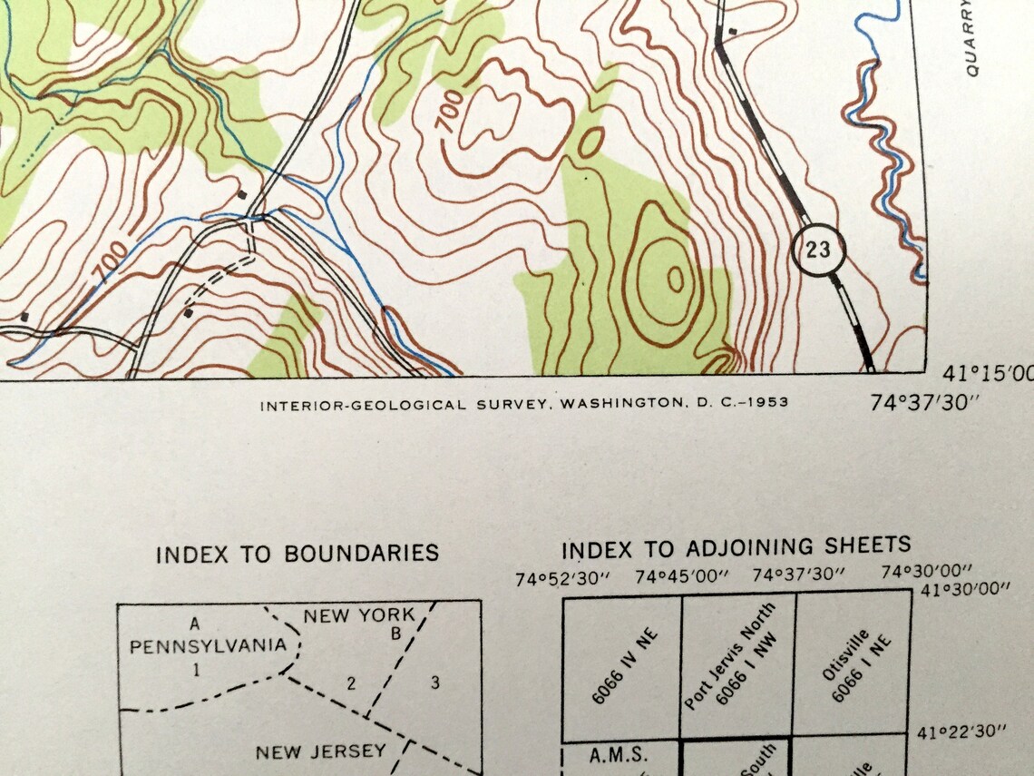 Antique Port Jervis New York 1953 Us Geological Survey Etsy