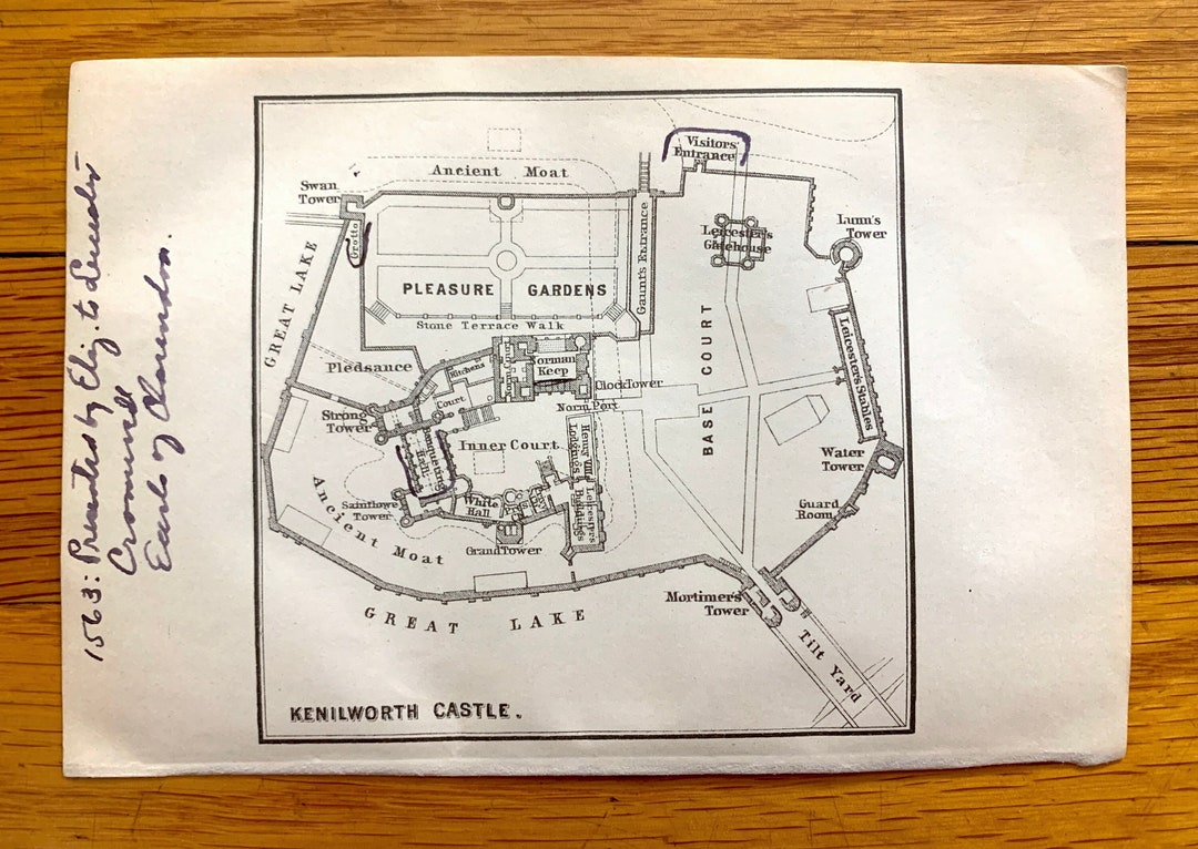Antique 1906 Kenilworth Castle, England Map From Baedekers Atlas of ...