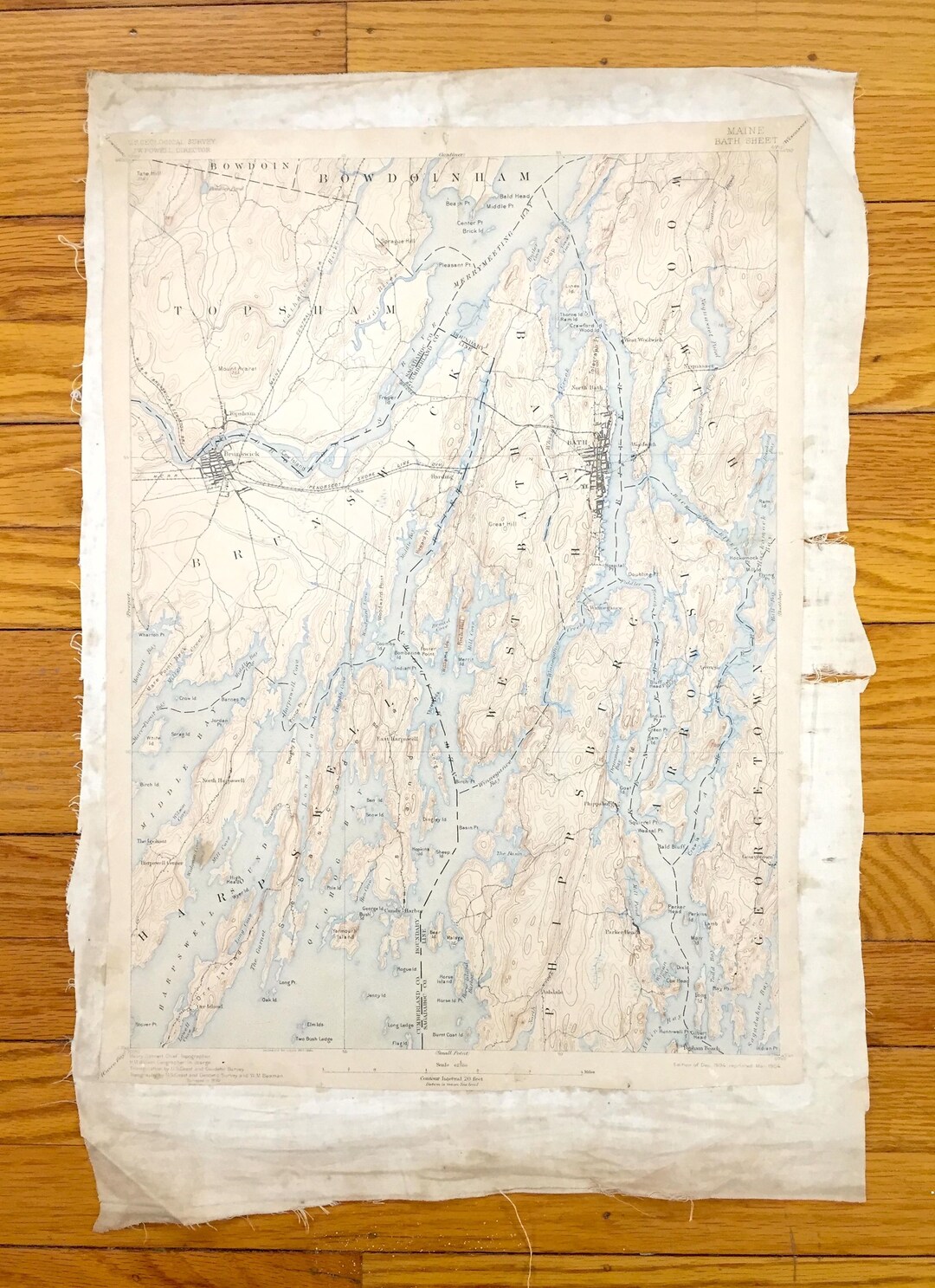 Antique Bath, Maine 1894 US Geological Survey Topographic Map ...