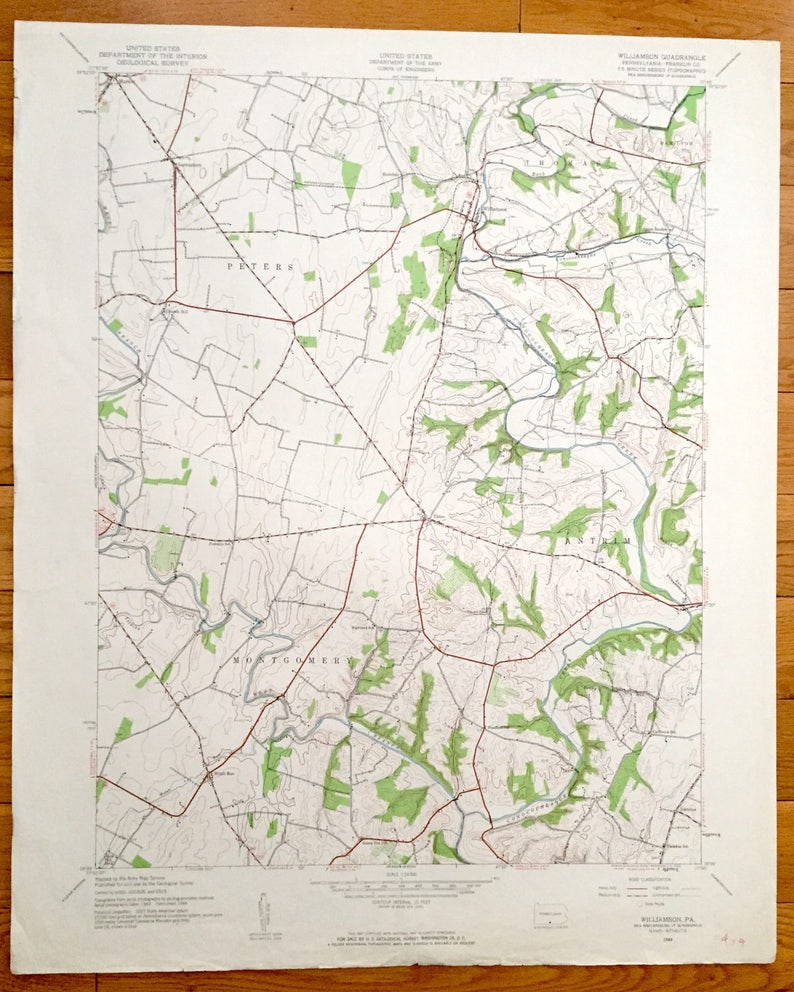 Antique Williamson, Pennsylvania 1944 US Geological Survey Topographic ...