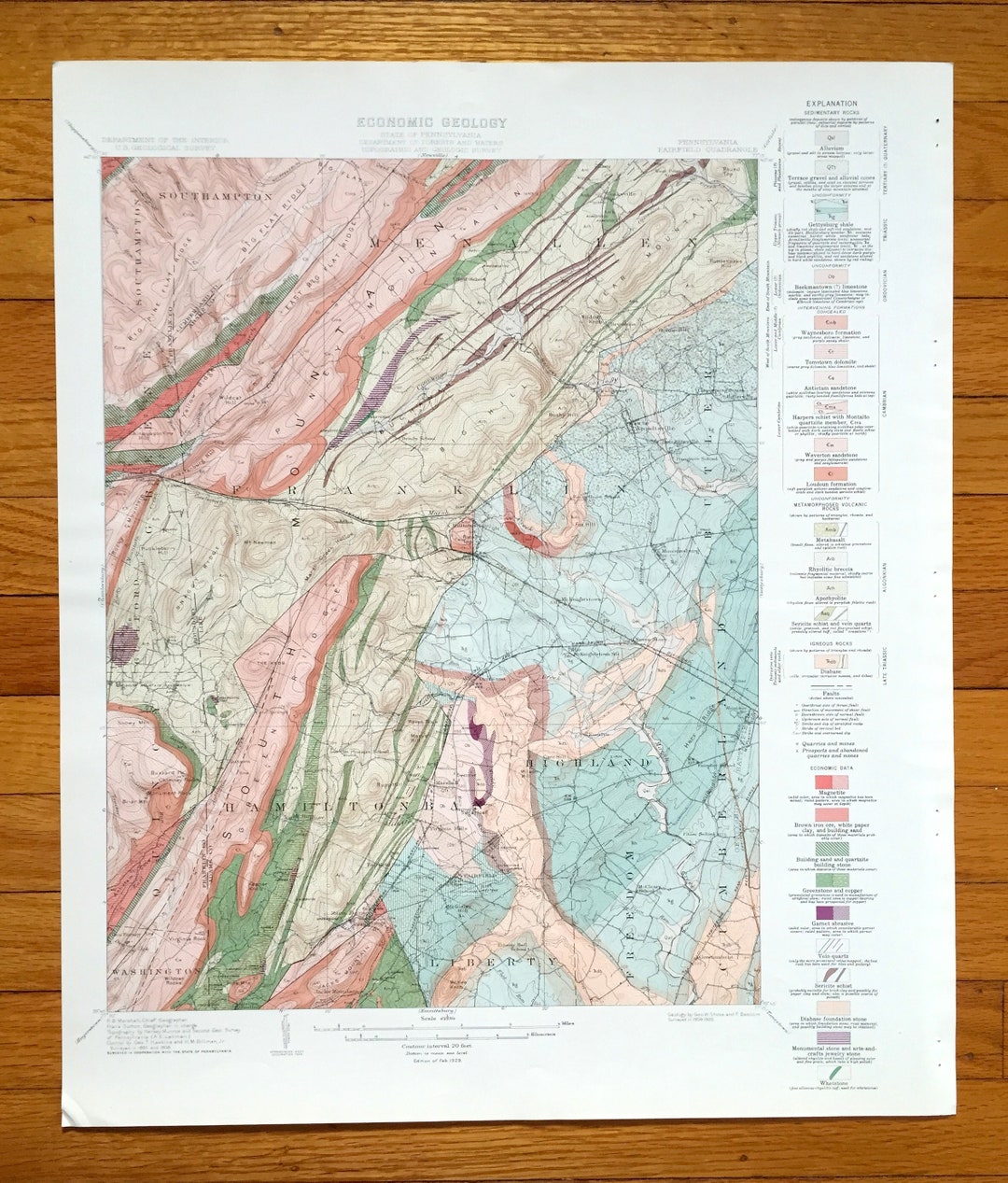 Antique Fairfield, Pennsylvania 1909 US Geological Survey Topographic ...