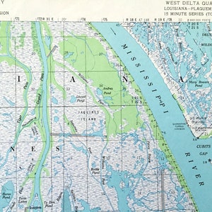 Antique West Delta, Louisiana 1958 US Geological Survey Topographic Map ...