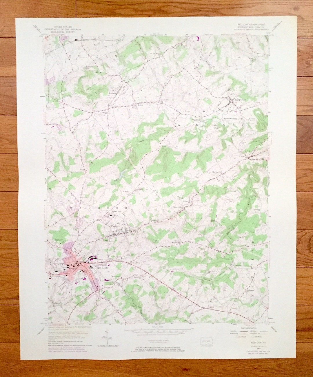 Antique Red Lion, Pennsylvania 1953 US Geological Survey Topographic ...