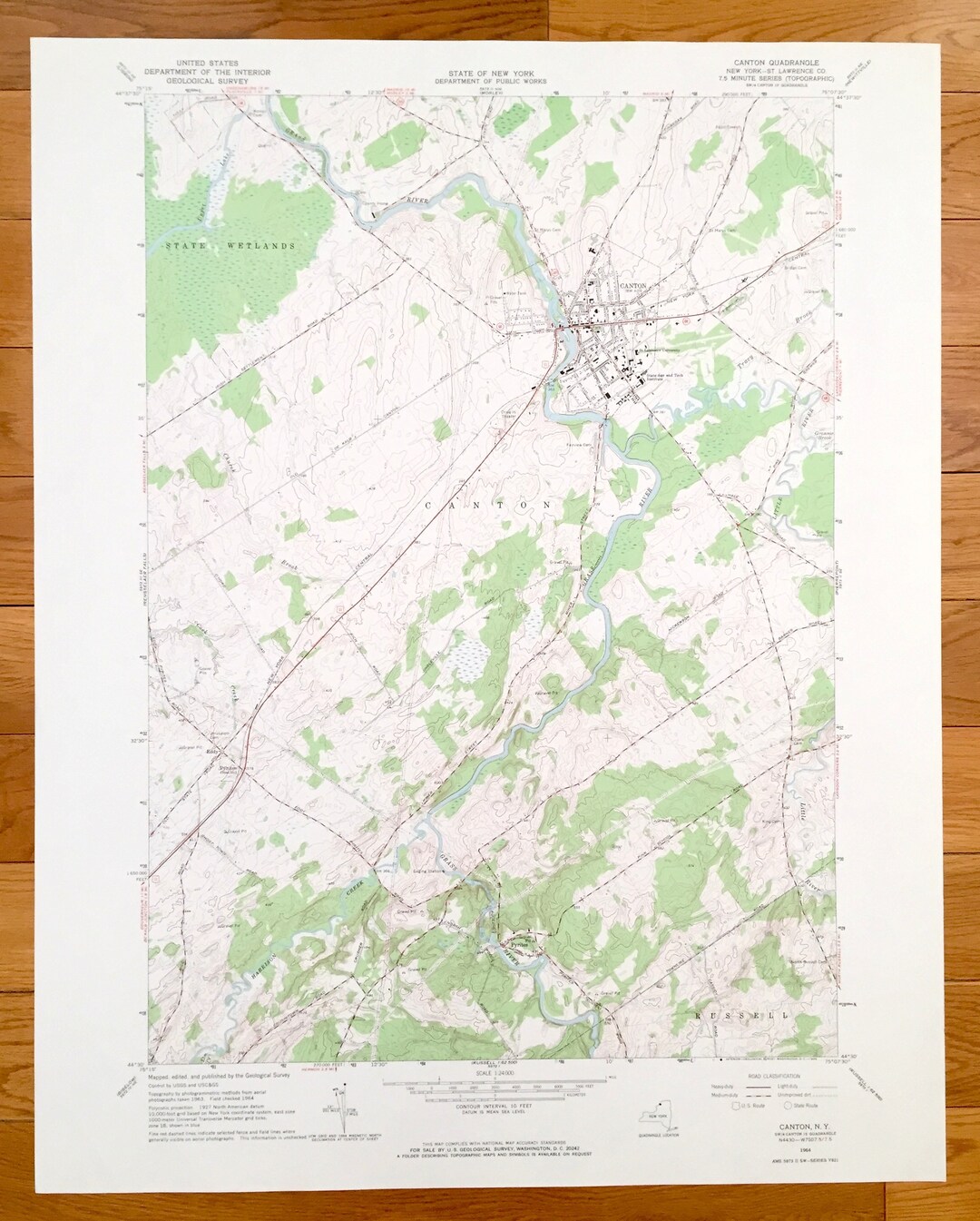 Antique Canton, New York 1964 US Geological Survey Topographic Map– St ...