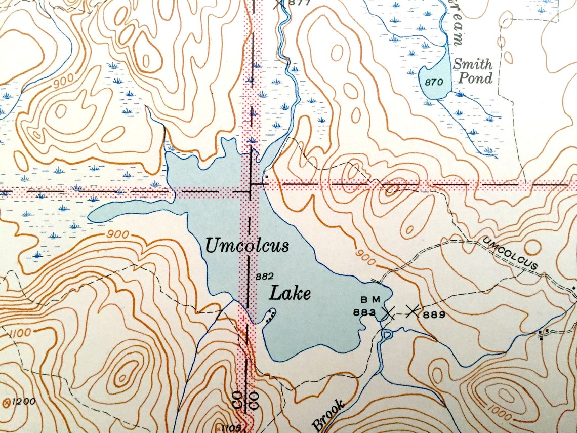 Antique Oxbow, Maine 1942 US Geological Survey Topographic Map ...