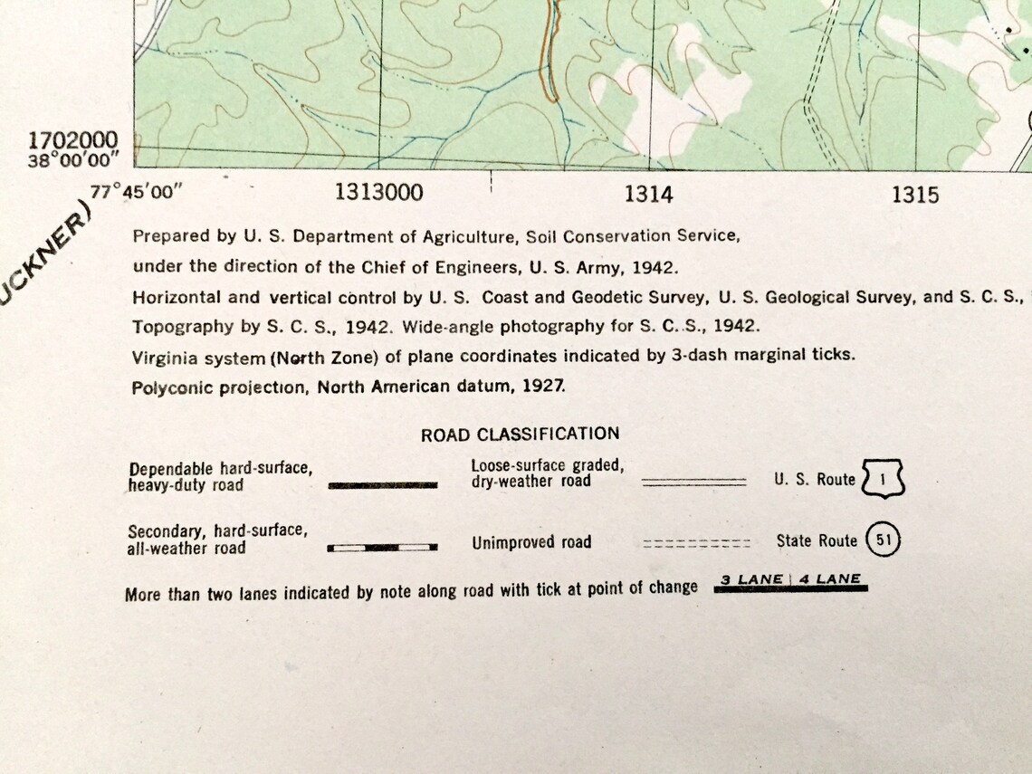 Antique Partlow Virginia 1942 US Army Topographic Map - Etsy