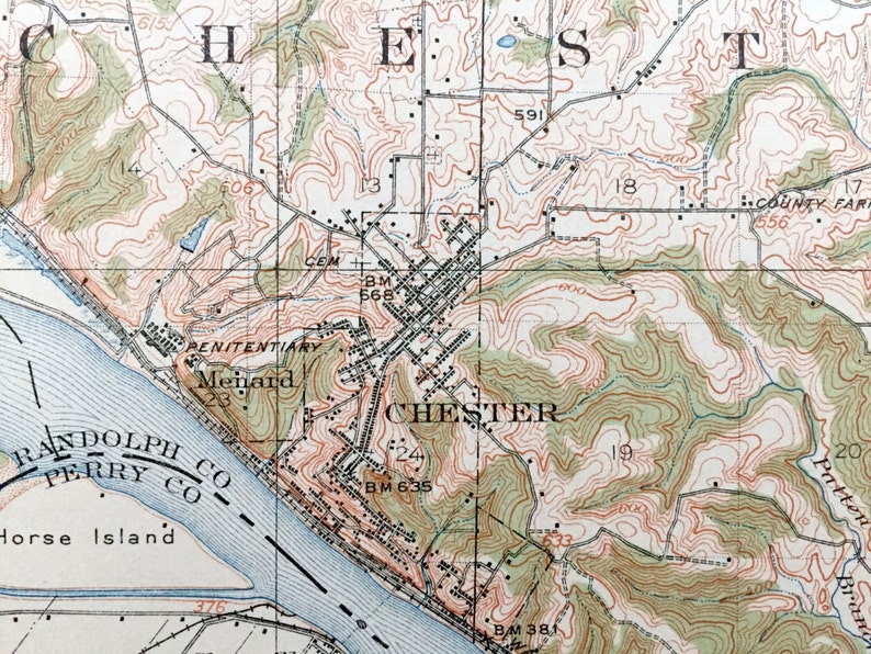 Antique Chester Illinois 1915 US Geological Survey - Etsy