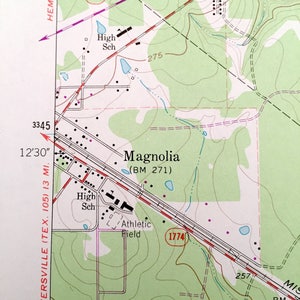 Antique Magnolia East, Texas 1962 US Geological Survey Topographic Map ...