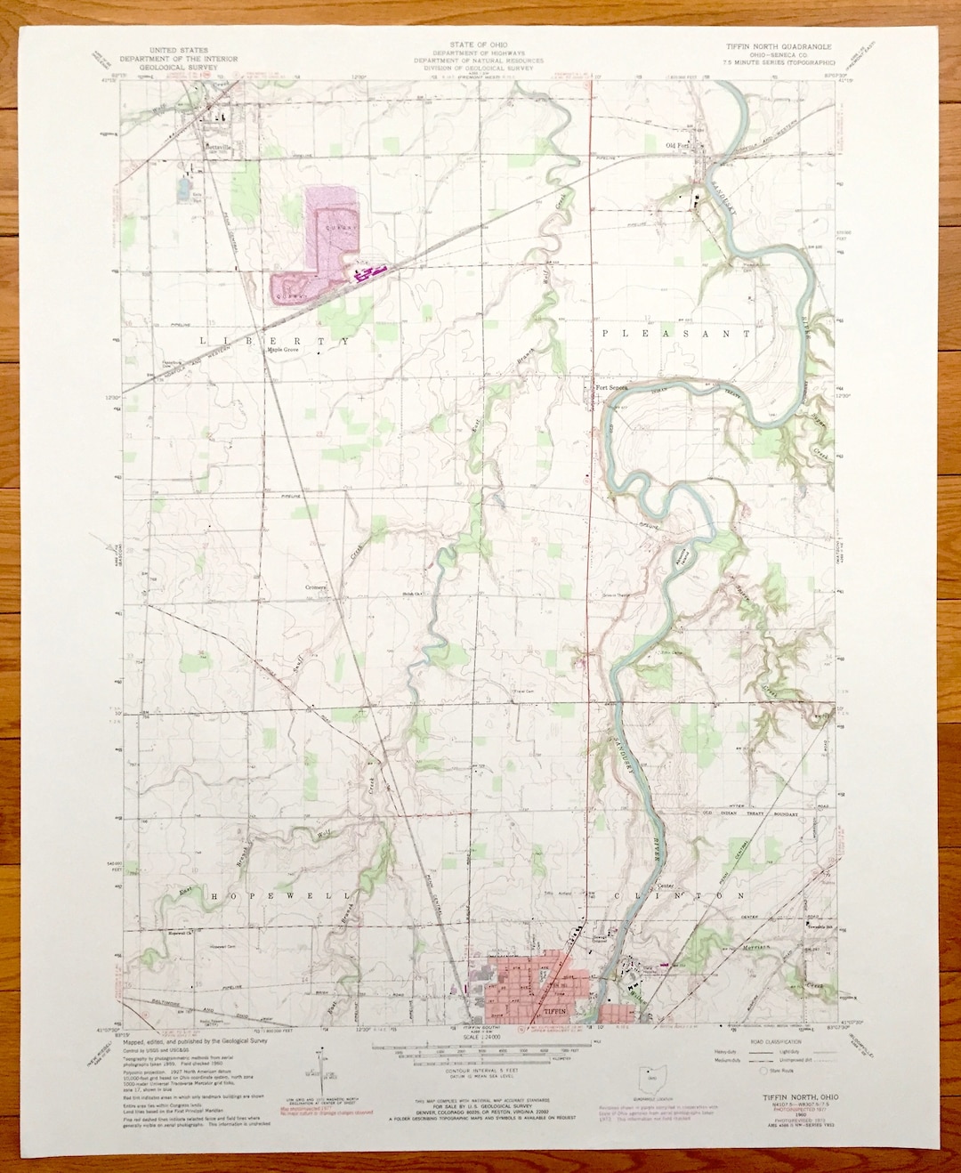 Antique Tiffin, Ohio 1960 US Geological Survey Topographic Map ...
