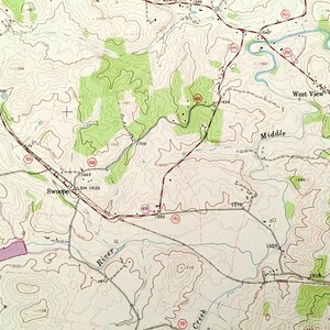 Antique Churchville, Virginia 1964 US Geological Survey Topographic Map ...