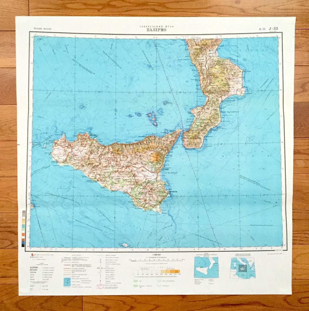 Antique SOVIET Sicily & Calabria, Italy 1983 Russian Army Survey Map ...