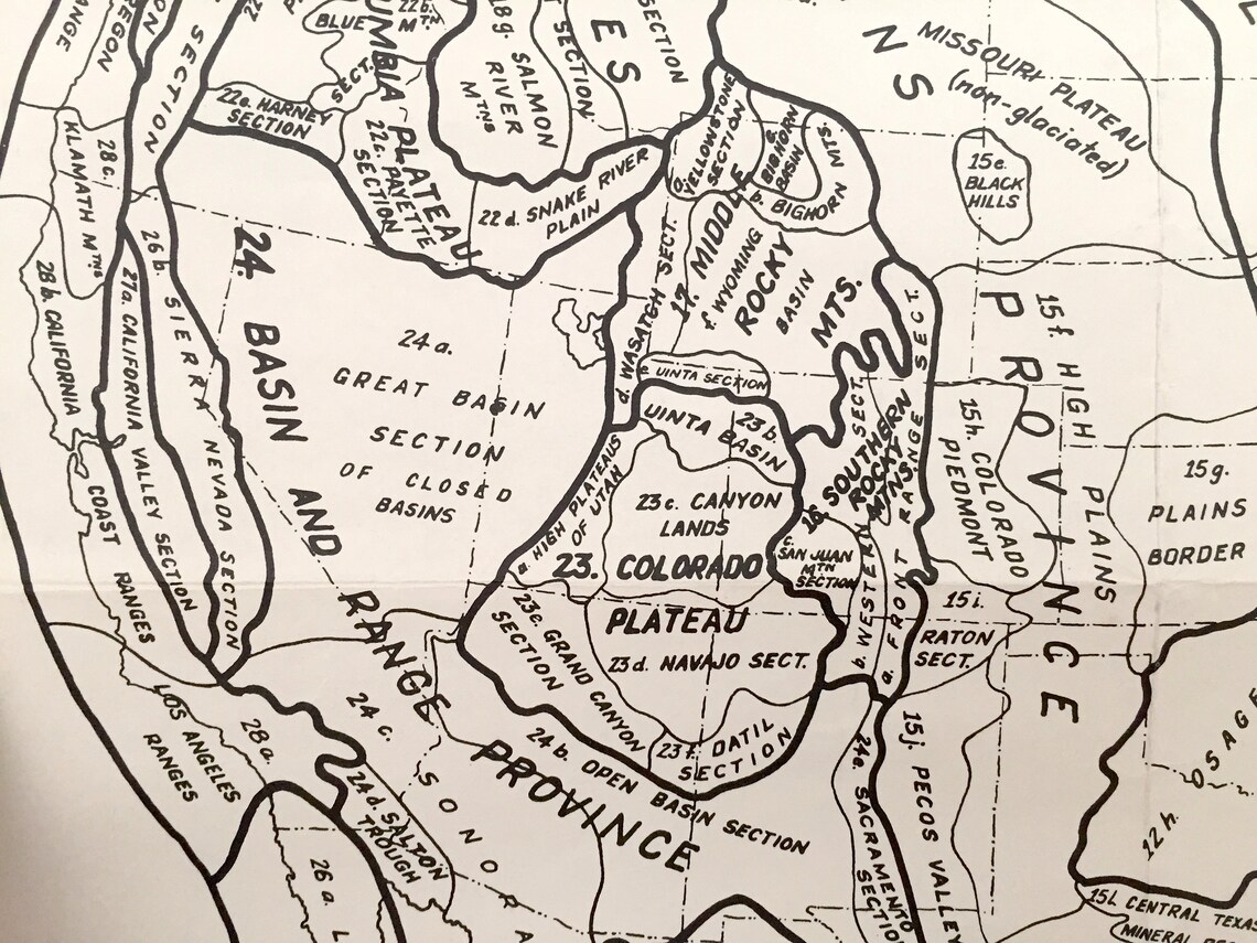 Antique 1948 Physiographic Diagram and Provinces of North - Etsy