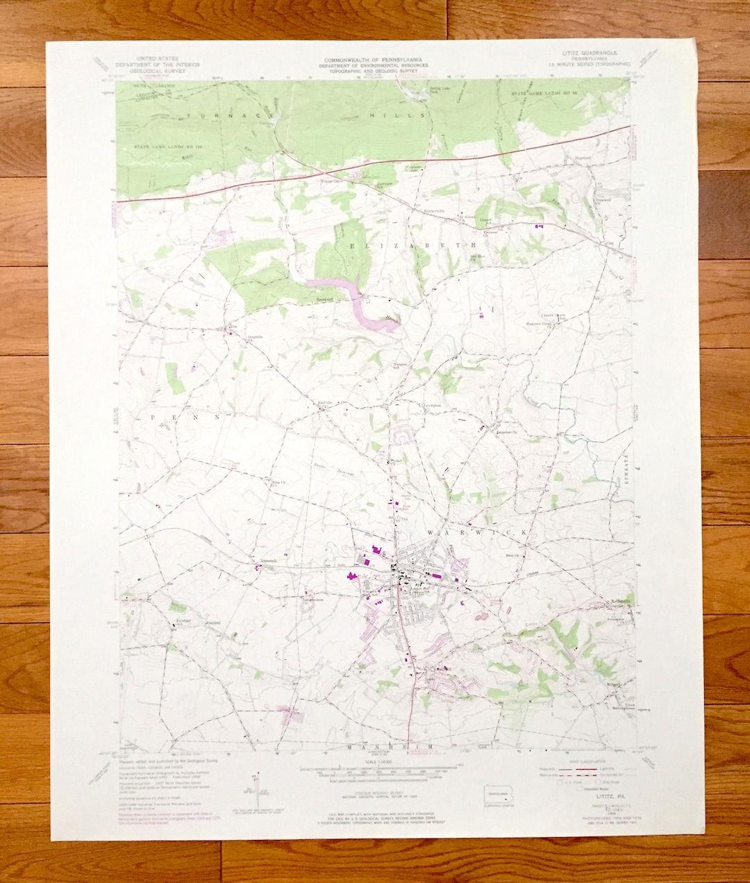 Antique Lititz, Pennsylvania 1956 US Geological Survey Topographic Map ...