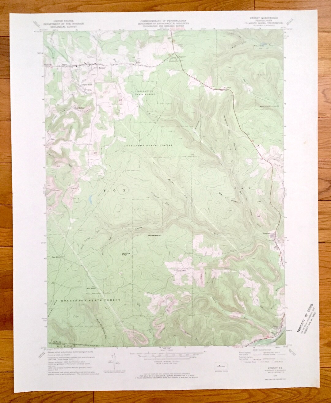Antique Kersey, Pennsylvania 1970 US Geological Survey Topographic Map ...