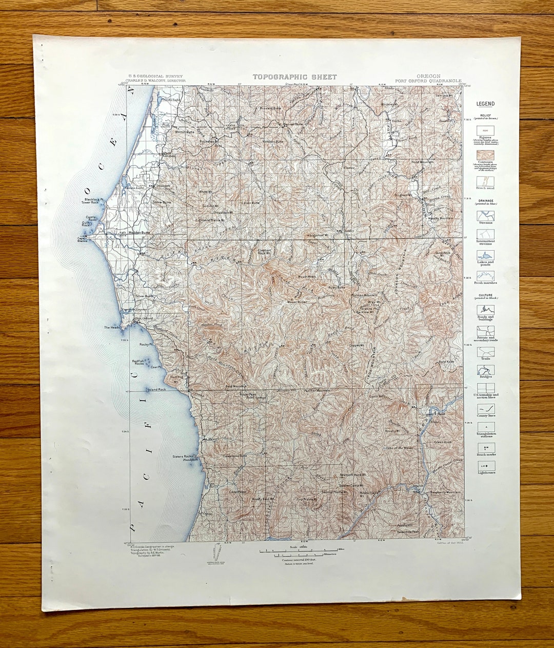 Antique Port Orford, Oregon 1902 US Geological Survey Topographic Map ...