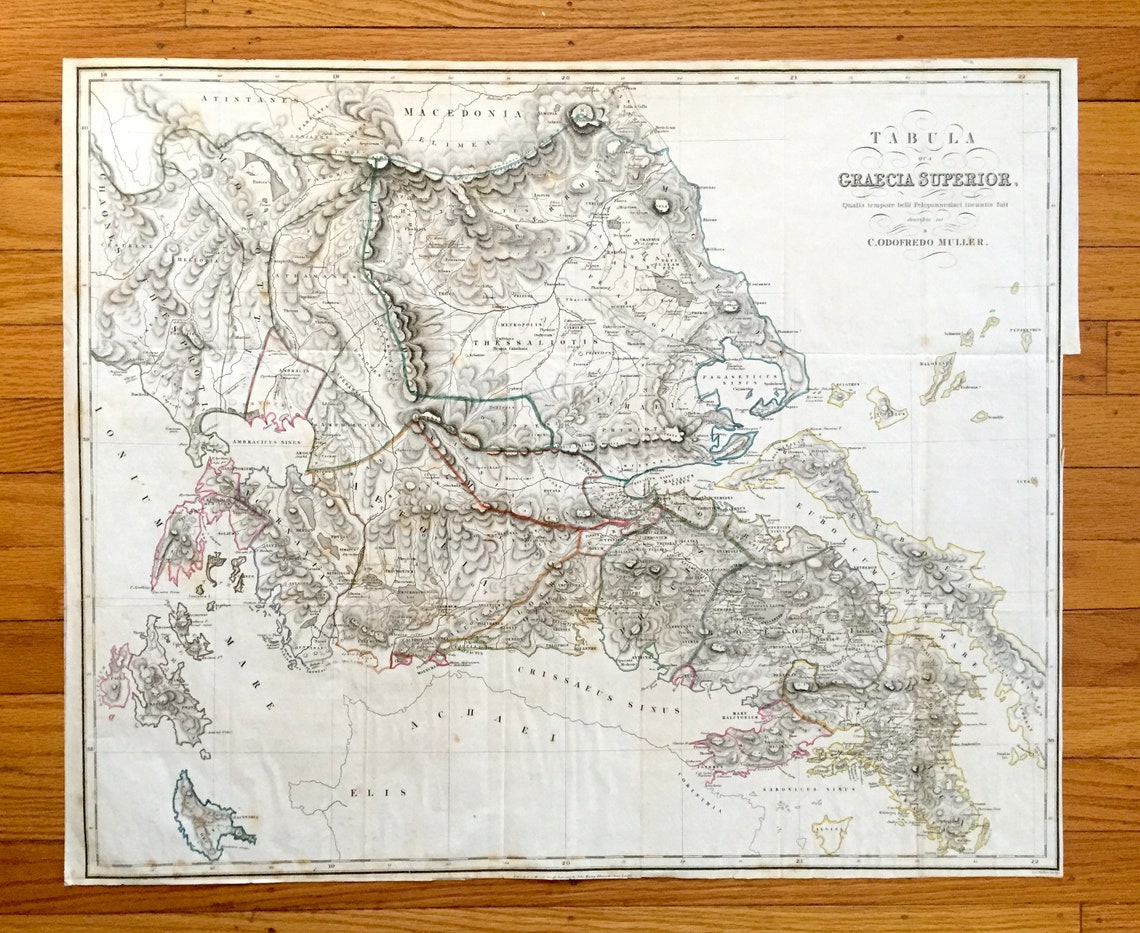 Antique 1830 Ancient Greece Map by J&C Walker, John Murray and Karl ...