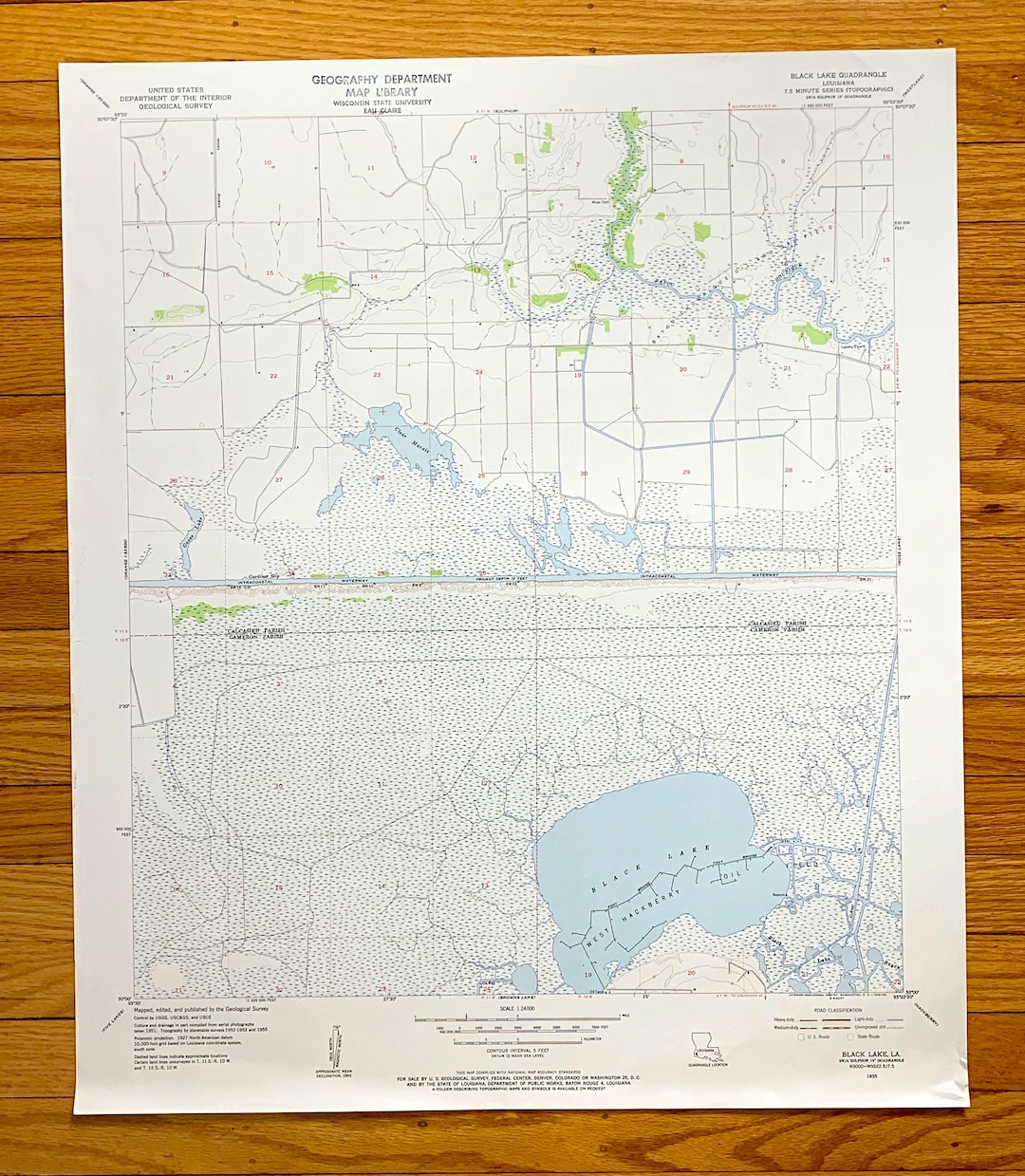 Antique Black Lake, Louisiana 1955 US Geological Survey Topographic Map ...