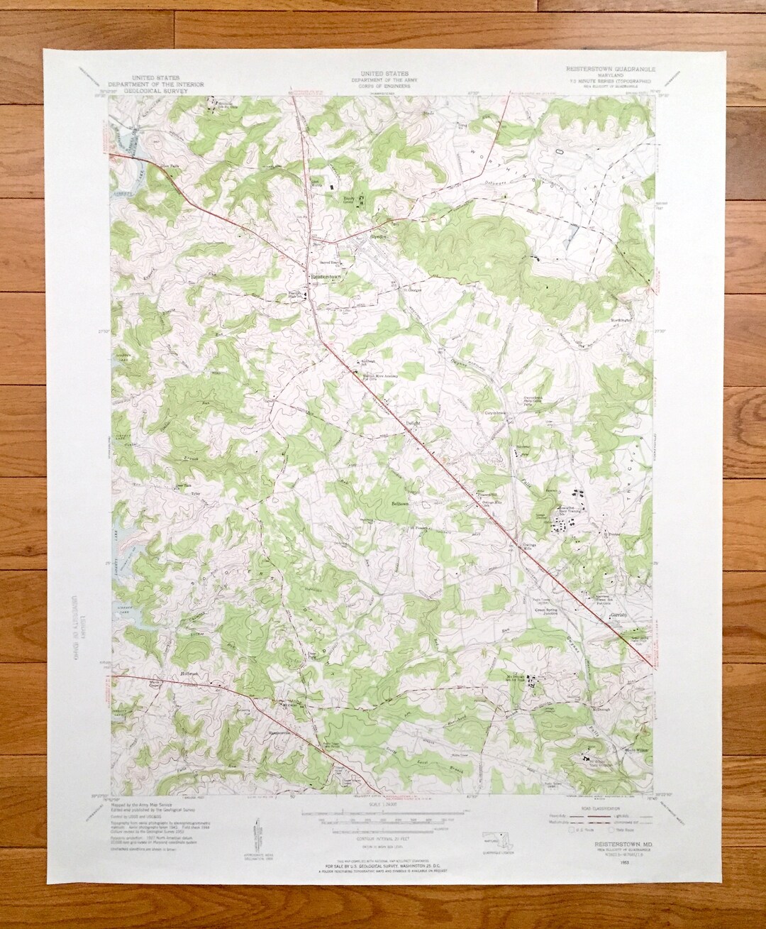 Antique Reisterstown, Maryland 1953 US Geological Survey Topographic ...