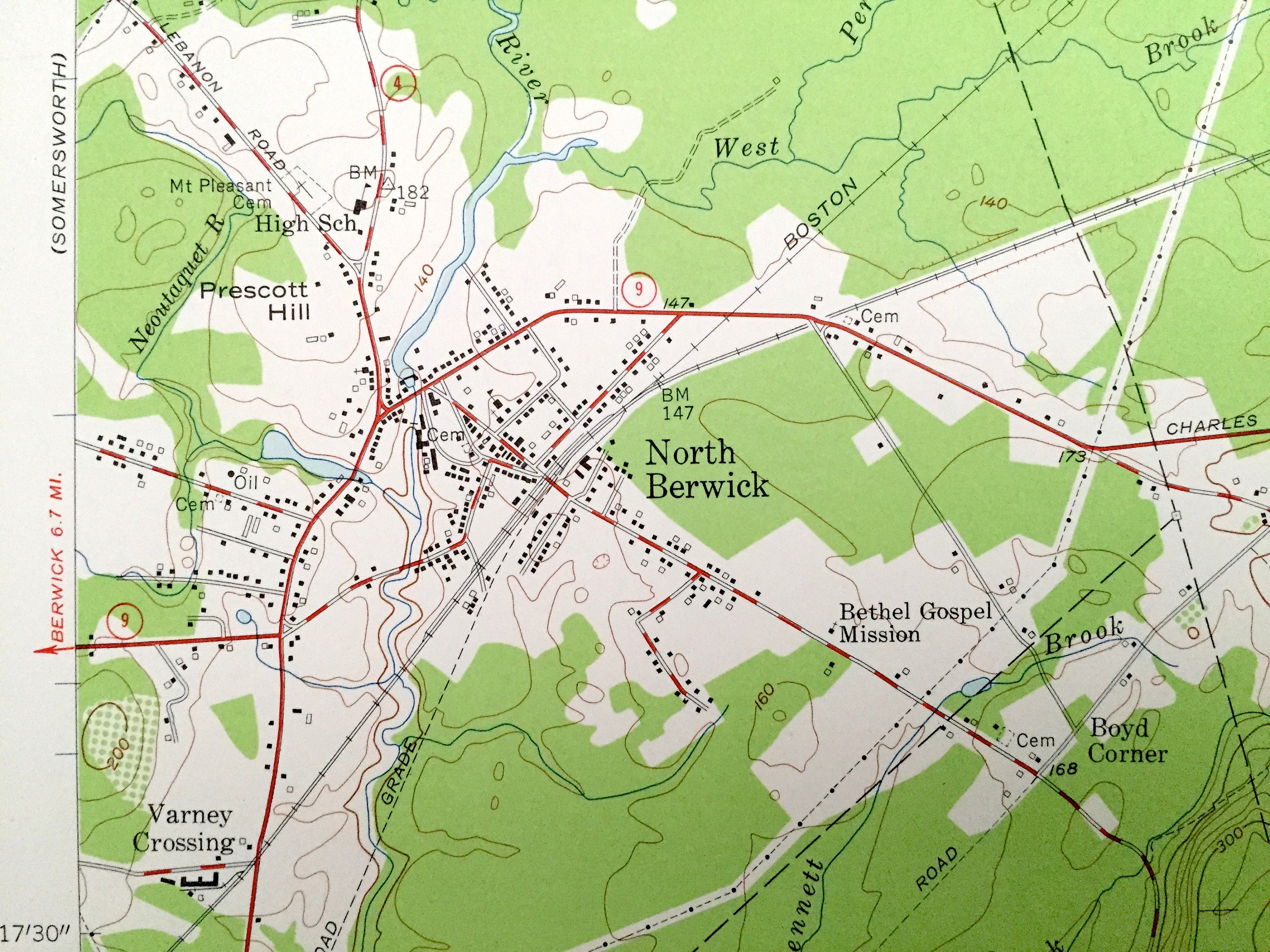 Antique North Berwick Maine 1956 US Geological Survey - Etsy UK