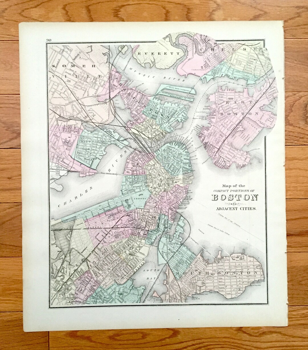 Antique 1874 Boston / Massachusetts State Map From O.W. Gray's Atlas of ...