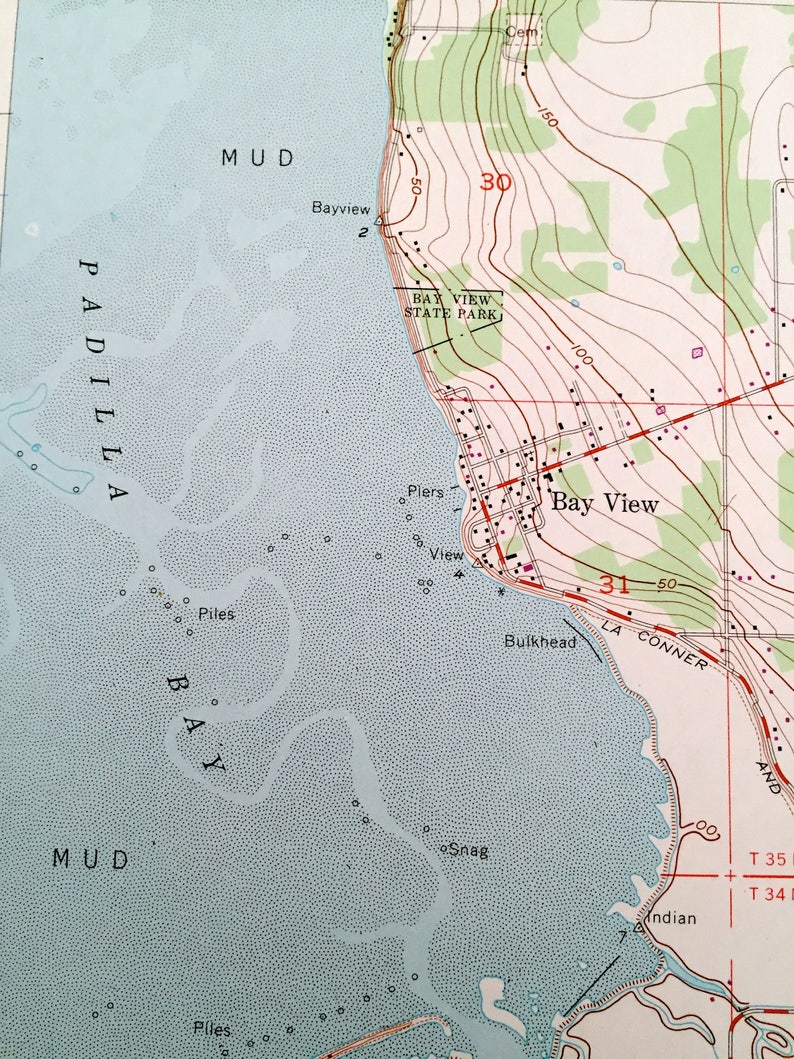 Antique La Conner Washington 1956 US Geological Survey - Etsy