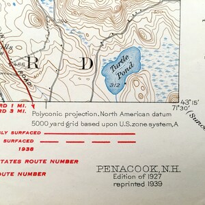 Antique Penacook, New Hampshire 1927 US Geological Survey Topographic ...