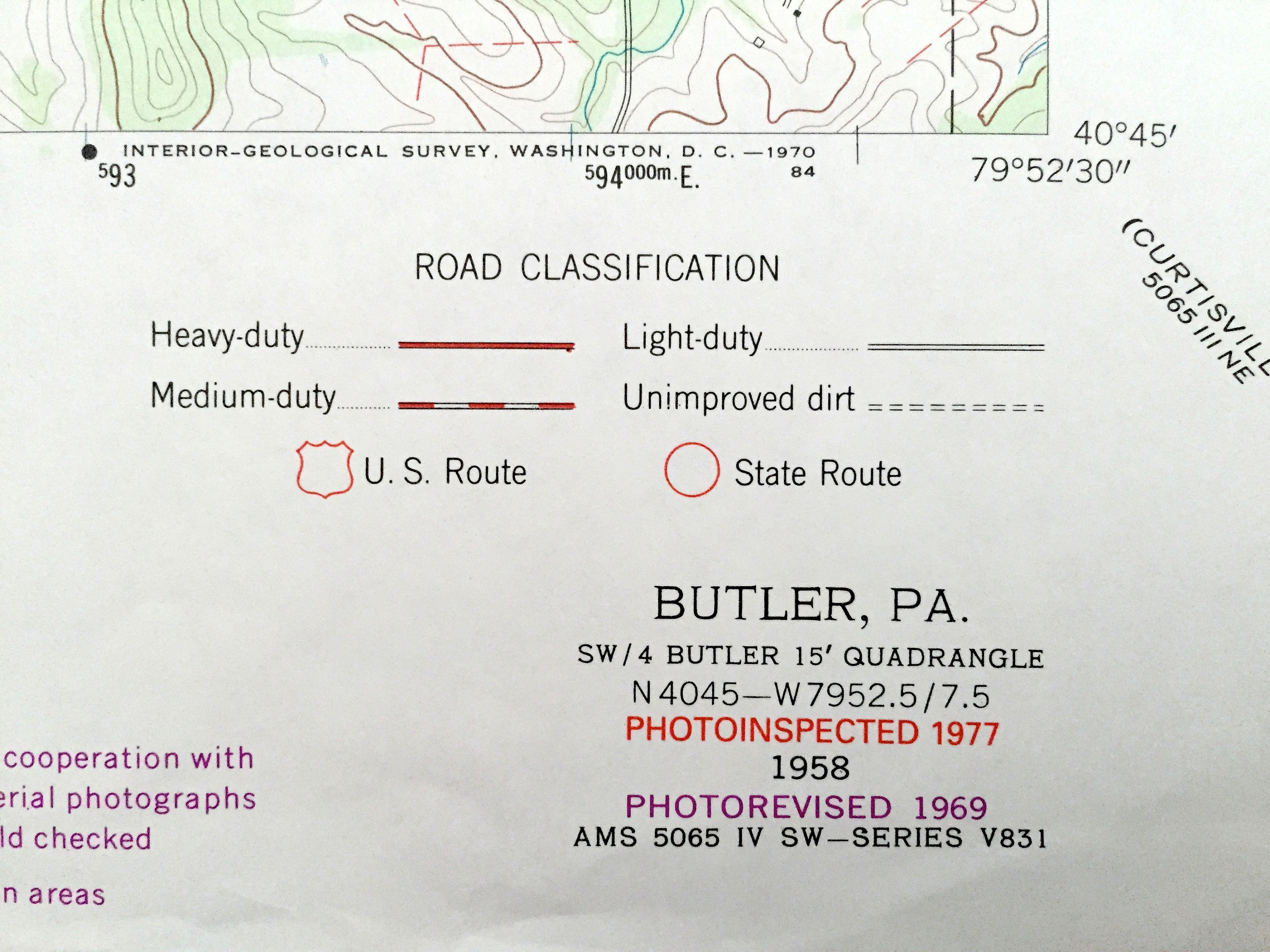 Antique Butler, Pennsylvania 1958 US Geological Survey Topographic Map ...