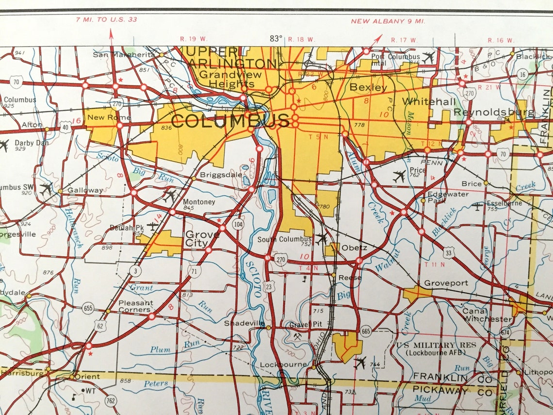 Antique Columbus Ohio 1967 US Geological Survey Topographic | Etsy