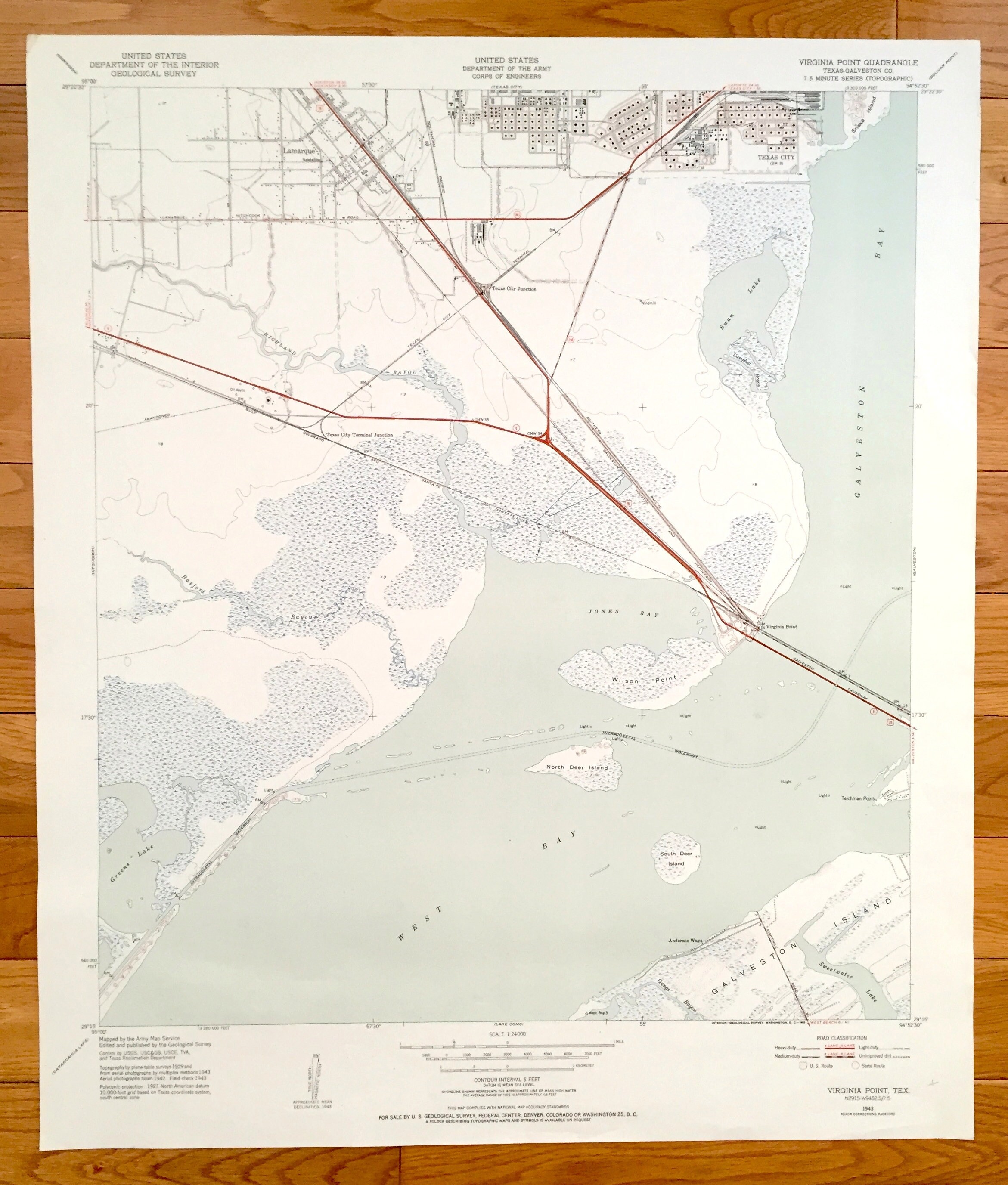 Antique Virginia Point Texas 1943 US Geological Survey - Etsy