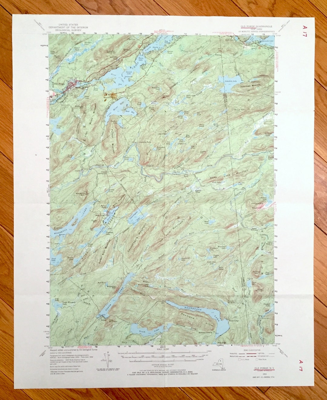 Antique Old Forge, New York 1954 US Geological Survey Topographic Map ...