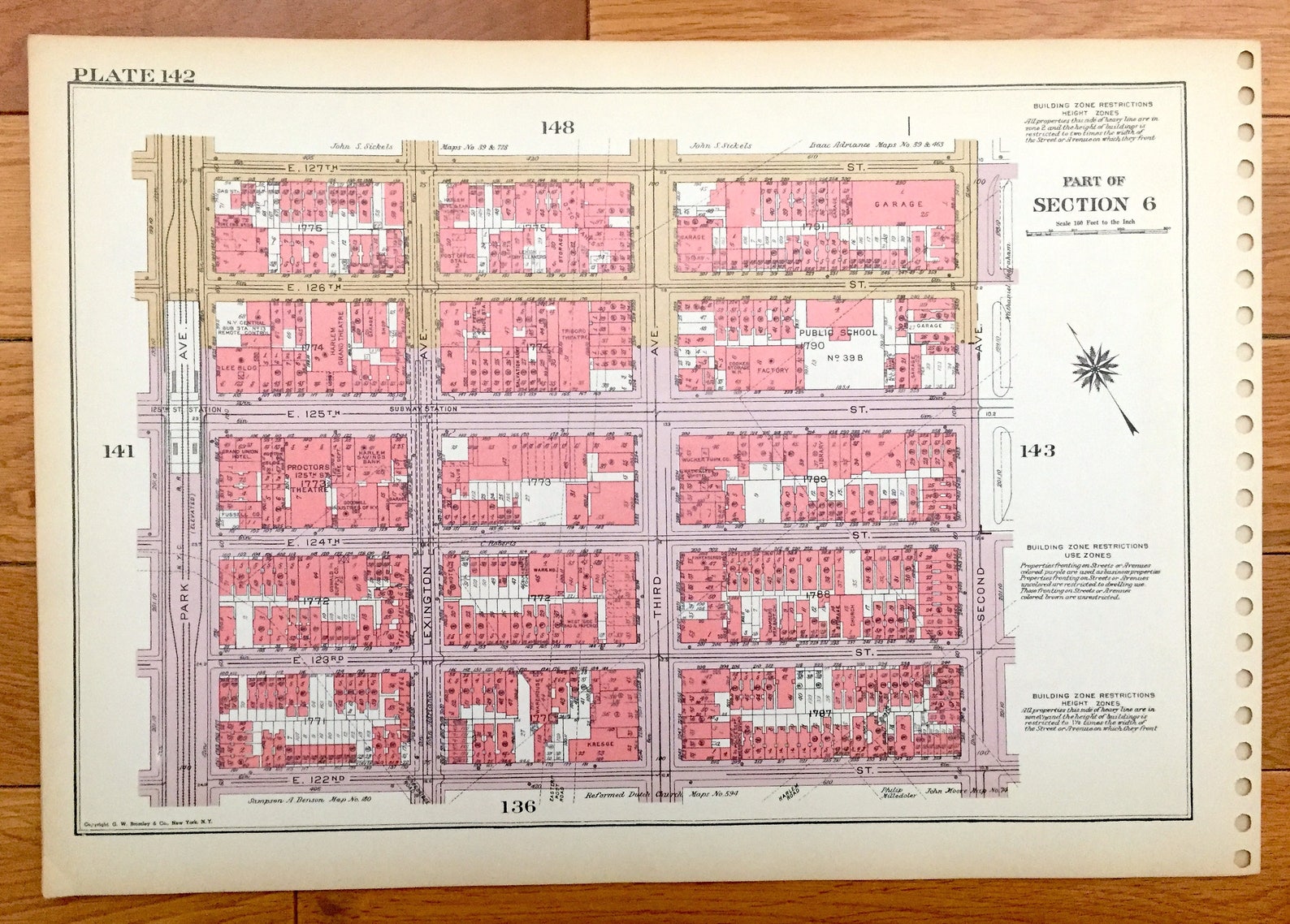 Antique Manhattan, New York City Map From Bromley's 1955 Manhattan Land ...