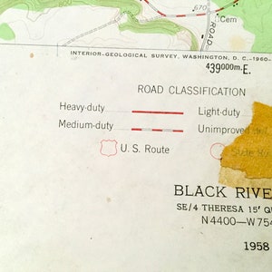 Antique Black River, New York 1958 US Geological Survey Topographic Map ...