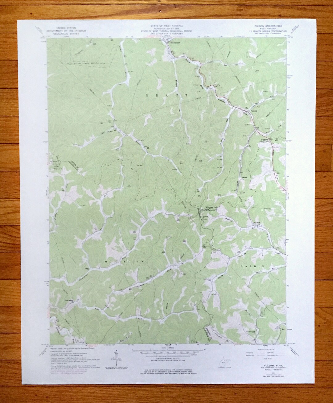 Antique Folsom, West Virginia 1961 US Geological Survey Topographic Map ...