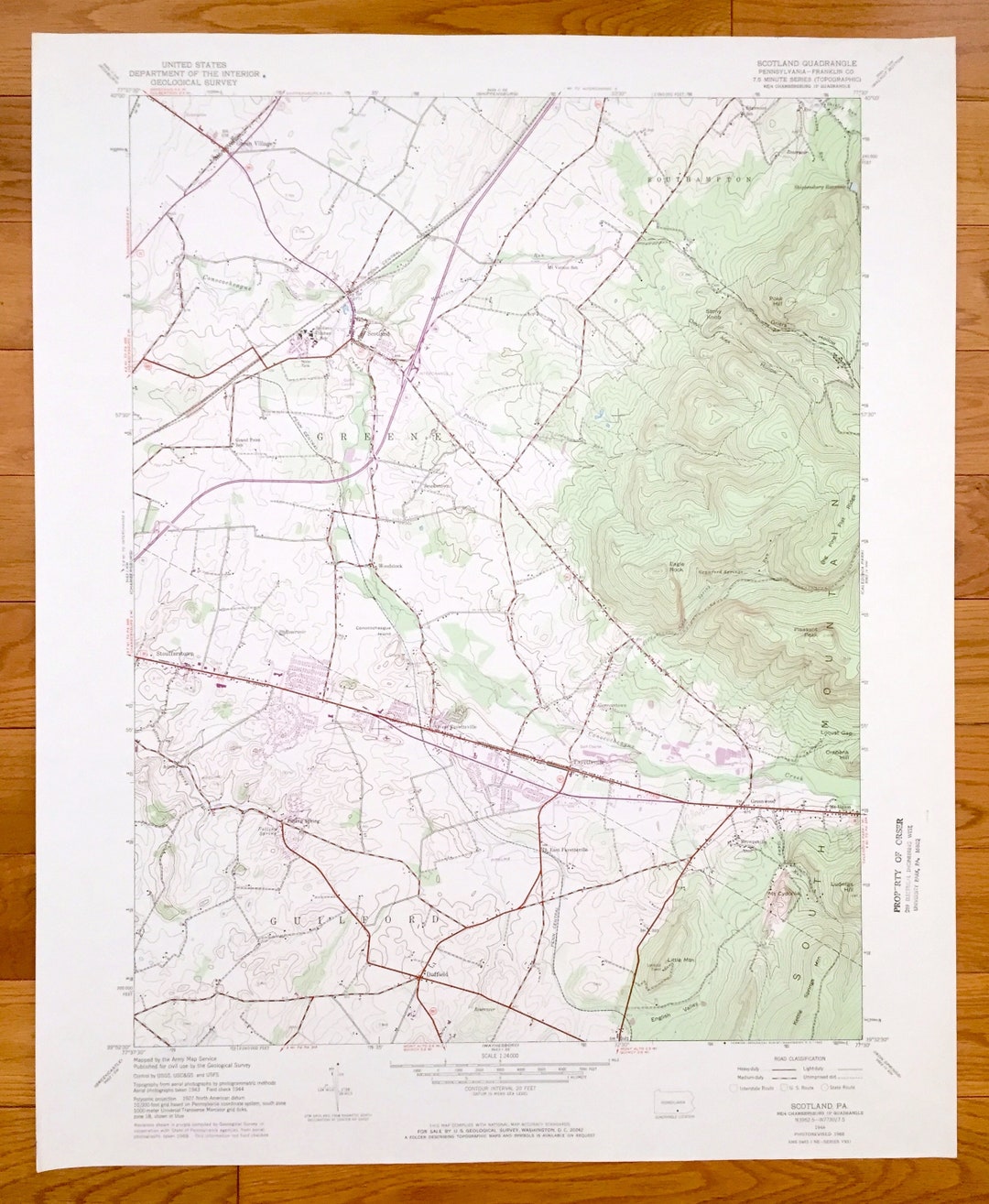 Antique Scotland, Pennsylvania 1944 US Geological Survey Topographic ...