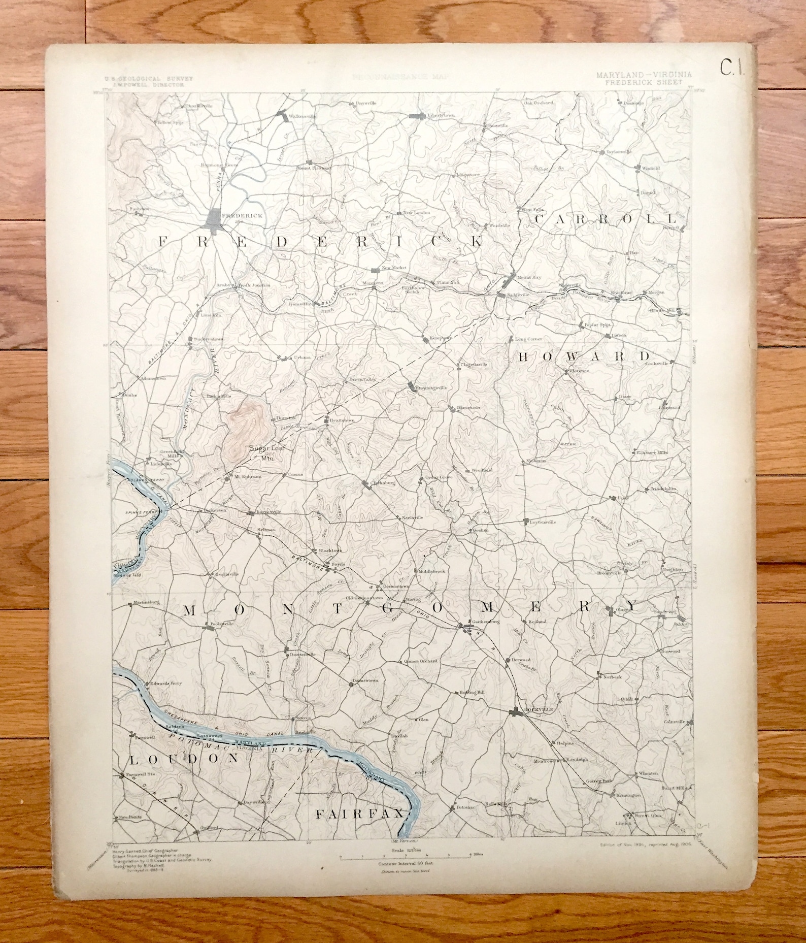 Antique Frederick, Maryland 1894 US Geological Survey Topographic Map ...