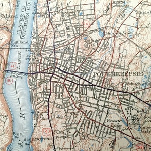 Antique Poughkeepsie, New York 1943 US Geological Survey Topographic ...