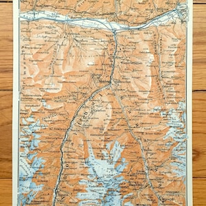 Antique 1913 Brig, Switzerland Map From Baedekers Guide Atlas – Visp ...