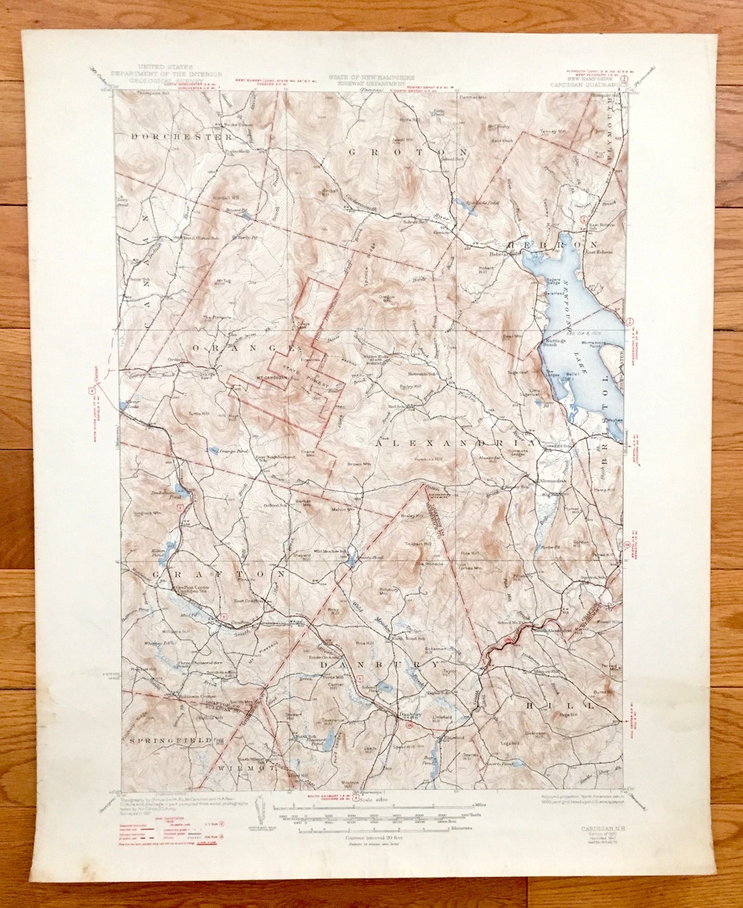 Antique Newfound Lake, New Hampshire 1930 US Geological Survey ...