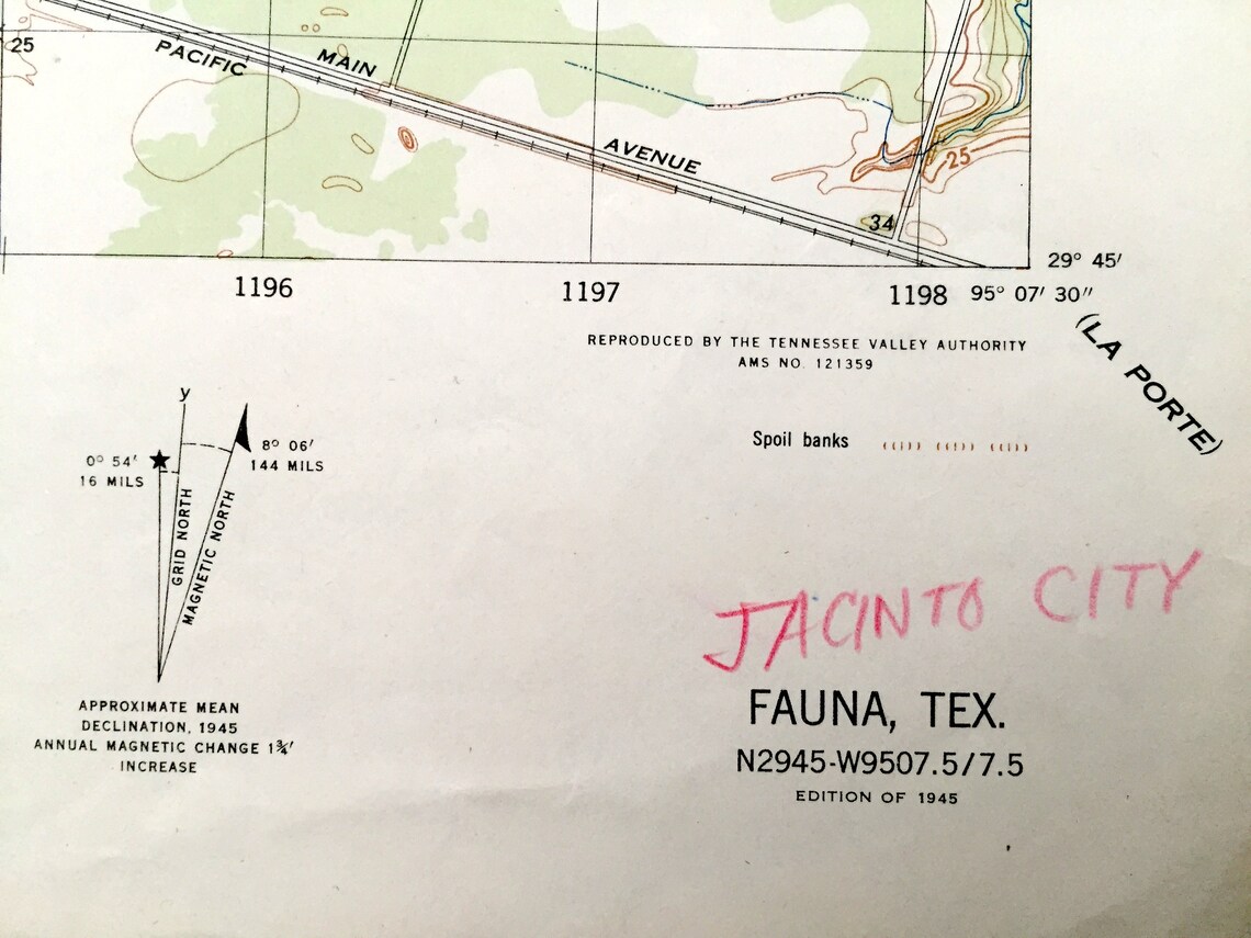 Antique Houston Texas 1945 US Geological Survey Topographic | Etsy