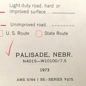Antique Palisade, Nebraska 1973 US Geological Survey Topographic Map ...