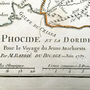 Antique 1787 Phocis & Doris, Greece Map Engraving From Chez Bossange ...