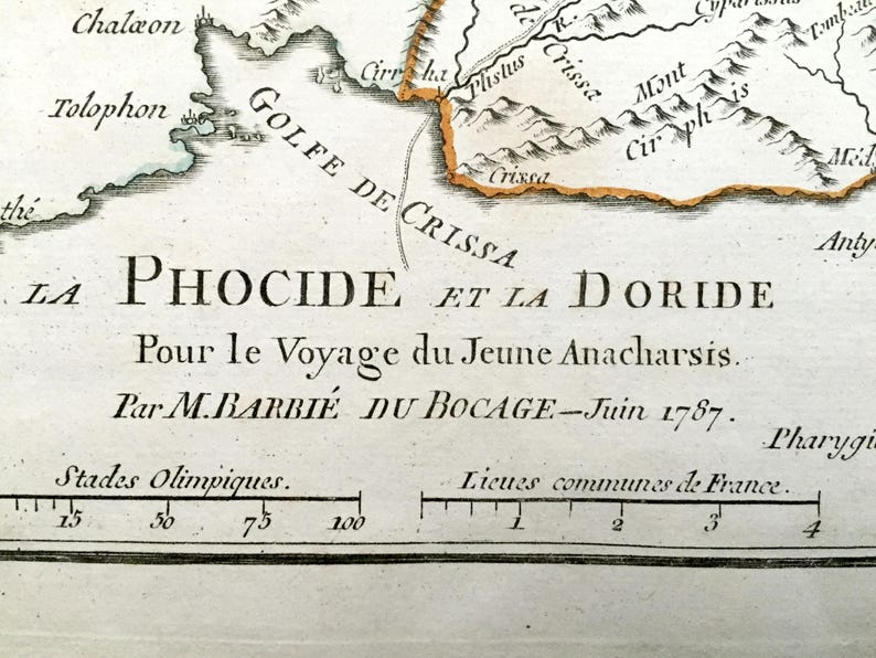 Antique 1787 Phocis & Doris, Greece Map Engraving From Chez Bossange ...