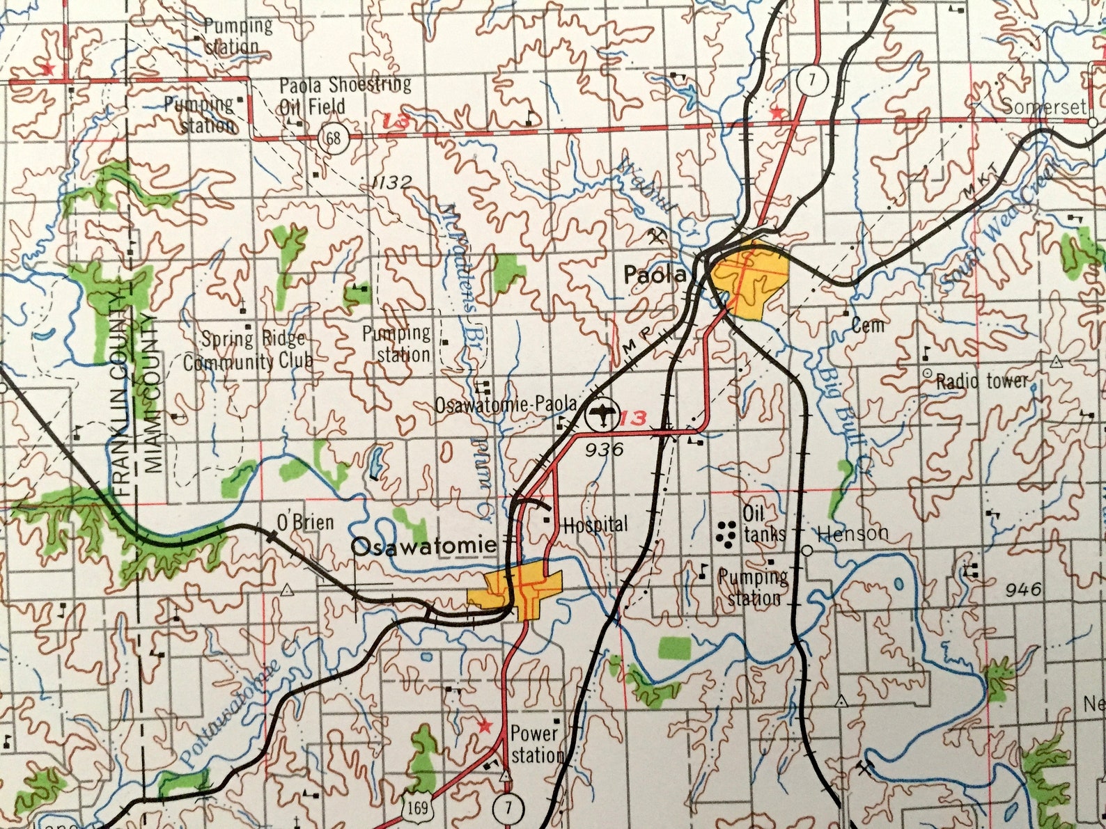 Antique Lawrence, Kansas 1961 US Geological Survey Topographic Map ...