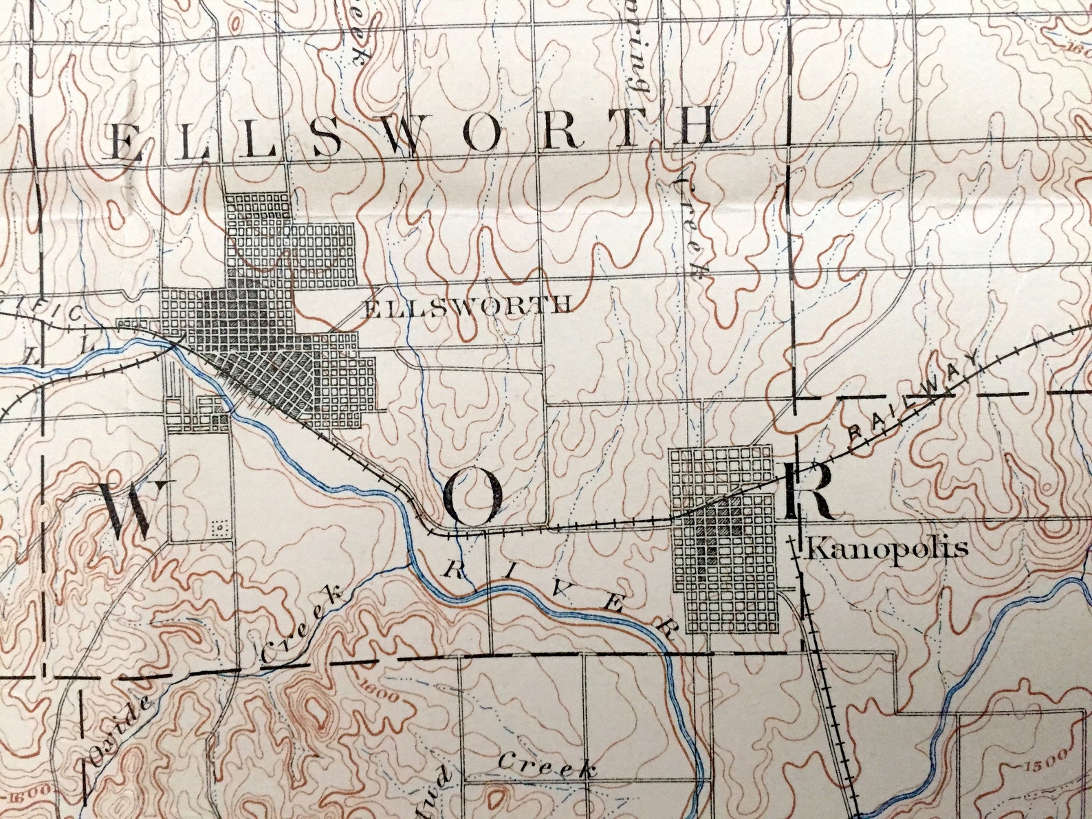 Antique Ellsworth Kansas 1894 US Geological Survey | Etsy