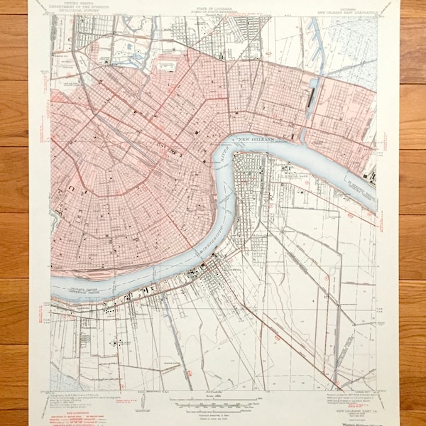 New Orleans Topographic Map - Etsy