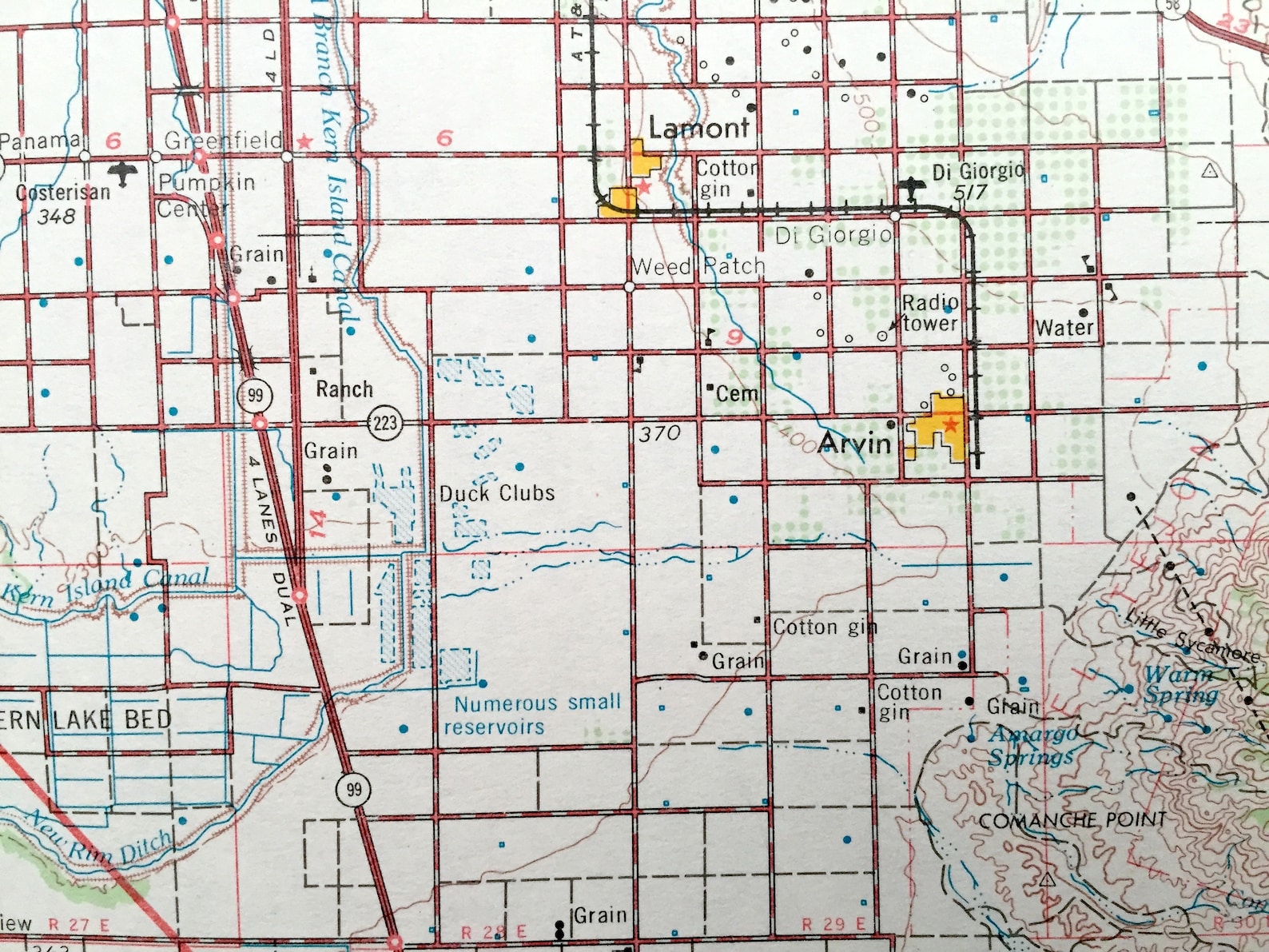 Antique Bakersfield, California 1962 US Geological Survey Topographic ...