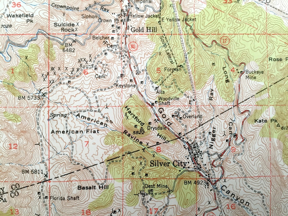 Antique Virginia City Nevada 1952 US Geological Survey | Etsy