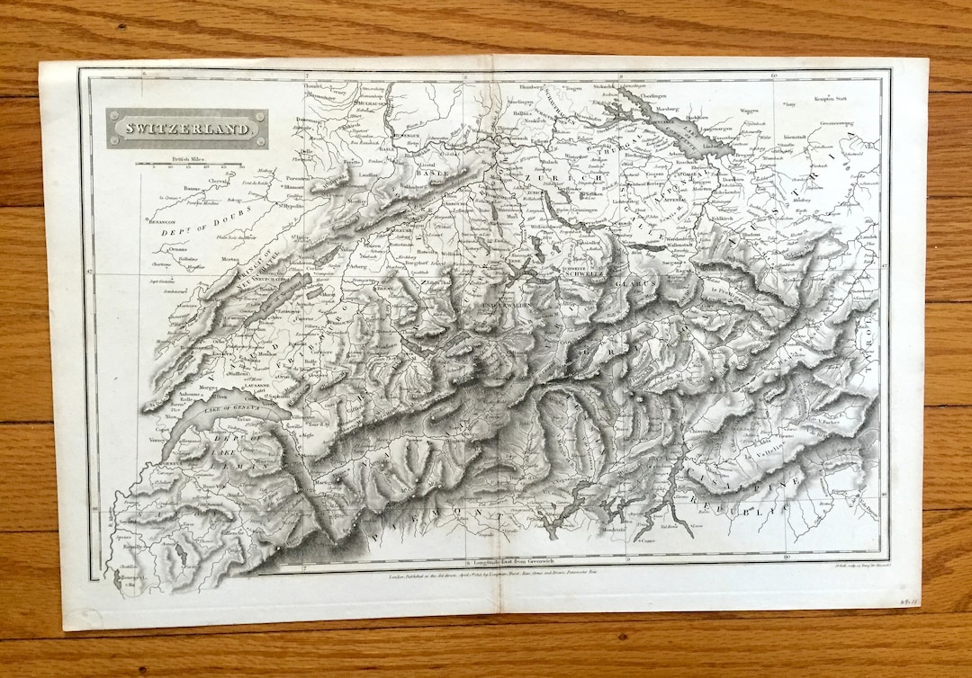 Antique 1818 Switzerland Map by Longman, Hurst, Rees and Orme – Germany ...