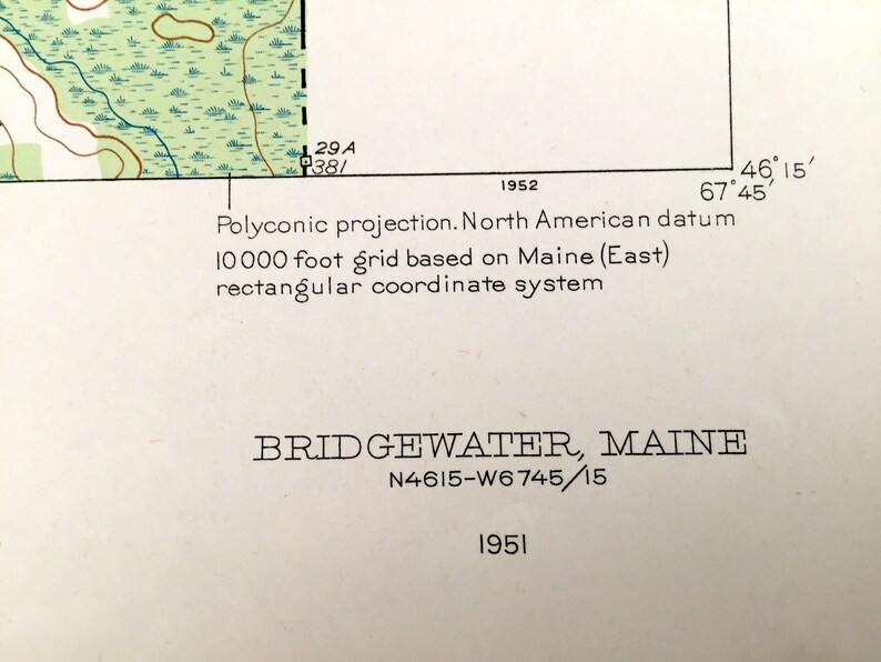 Antique Bridgewater, Maine 1951 US Geological Survey Topographic Map ...