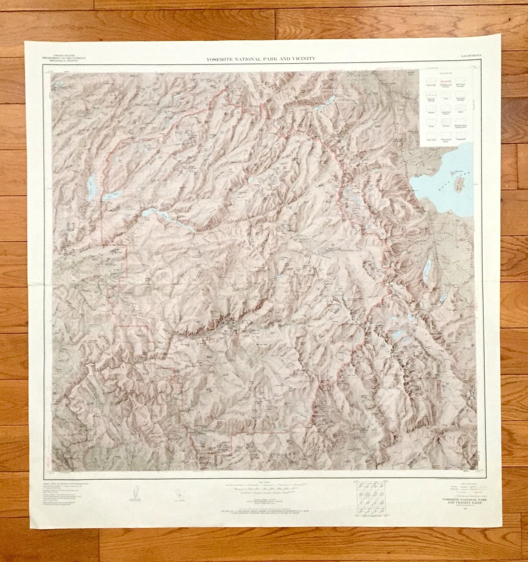 Antique Yosemite National Park, California 1958 US Geological Survey ...